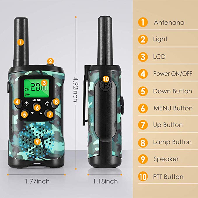 Portable ABS Material Mini Walkie Talkie , 8-22 Channels Kids Walkie Talkie
